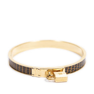 Hermes | Jewelry | Hermes Kelly Lock Bangle In Blackgold Lizard Leather ...